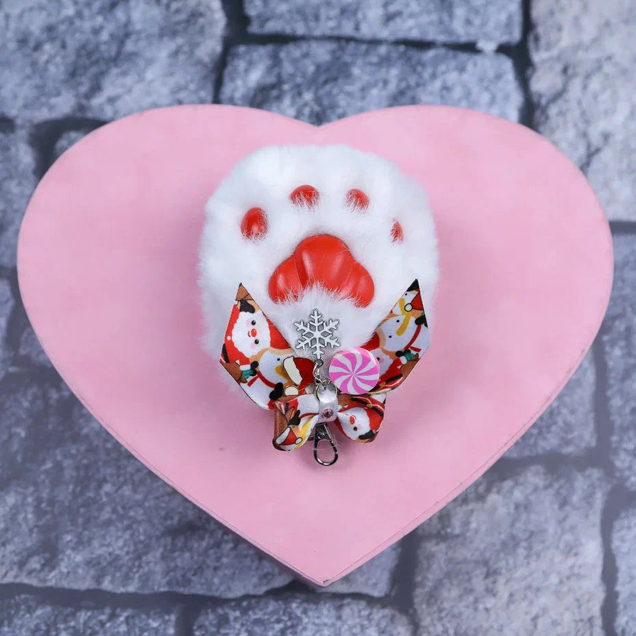 White and Red Kitten Paw Keychain – neko.to.mori