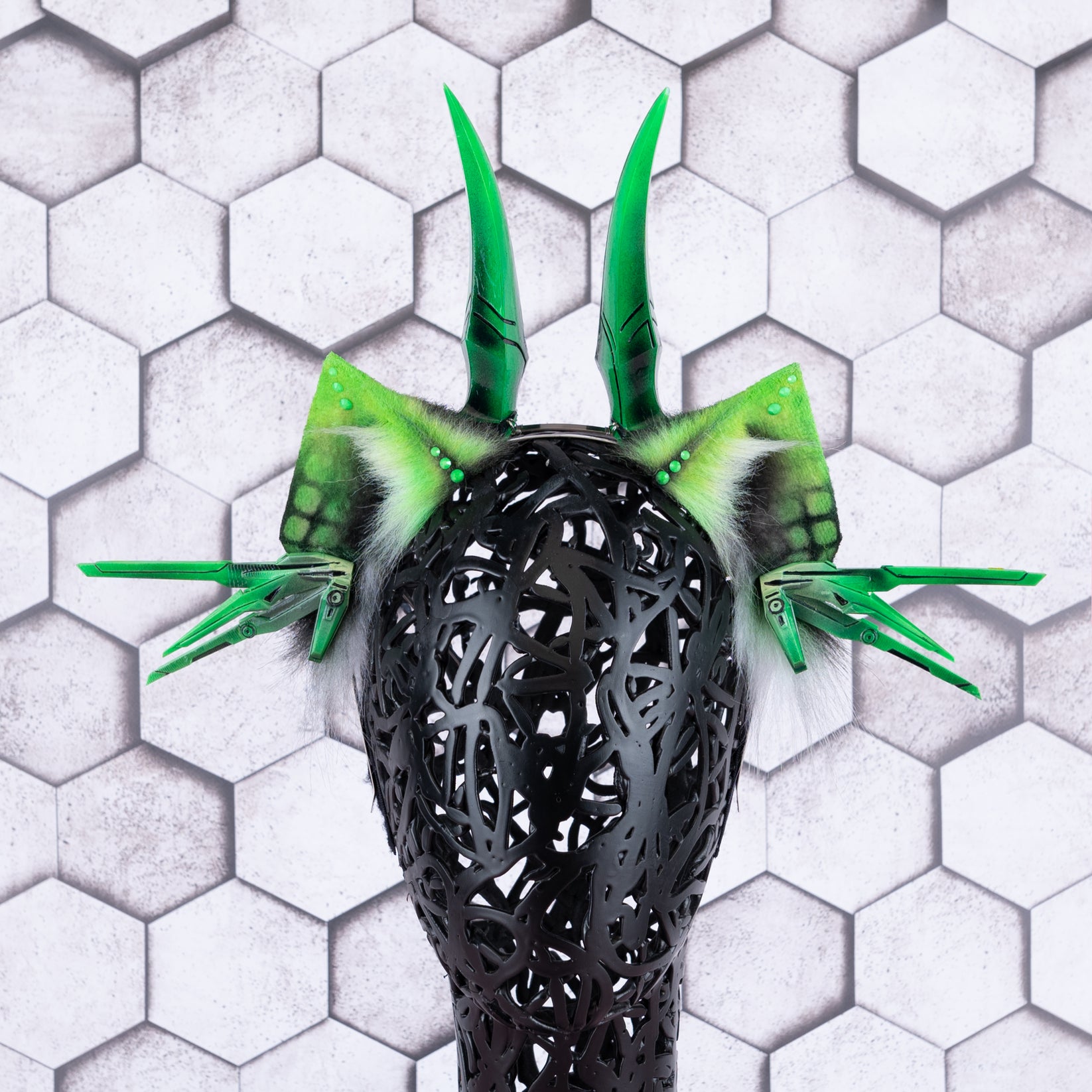 Green Cyber Kitty with Horns – neko.to.mori