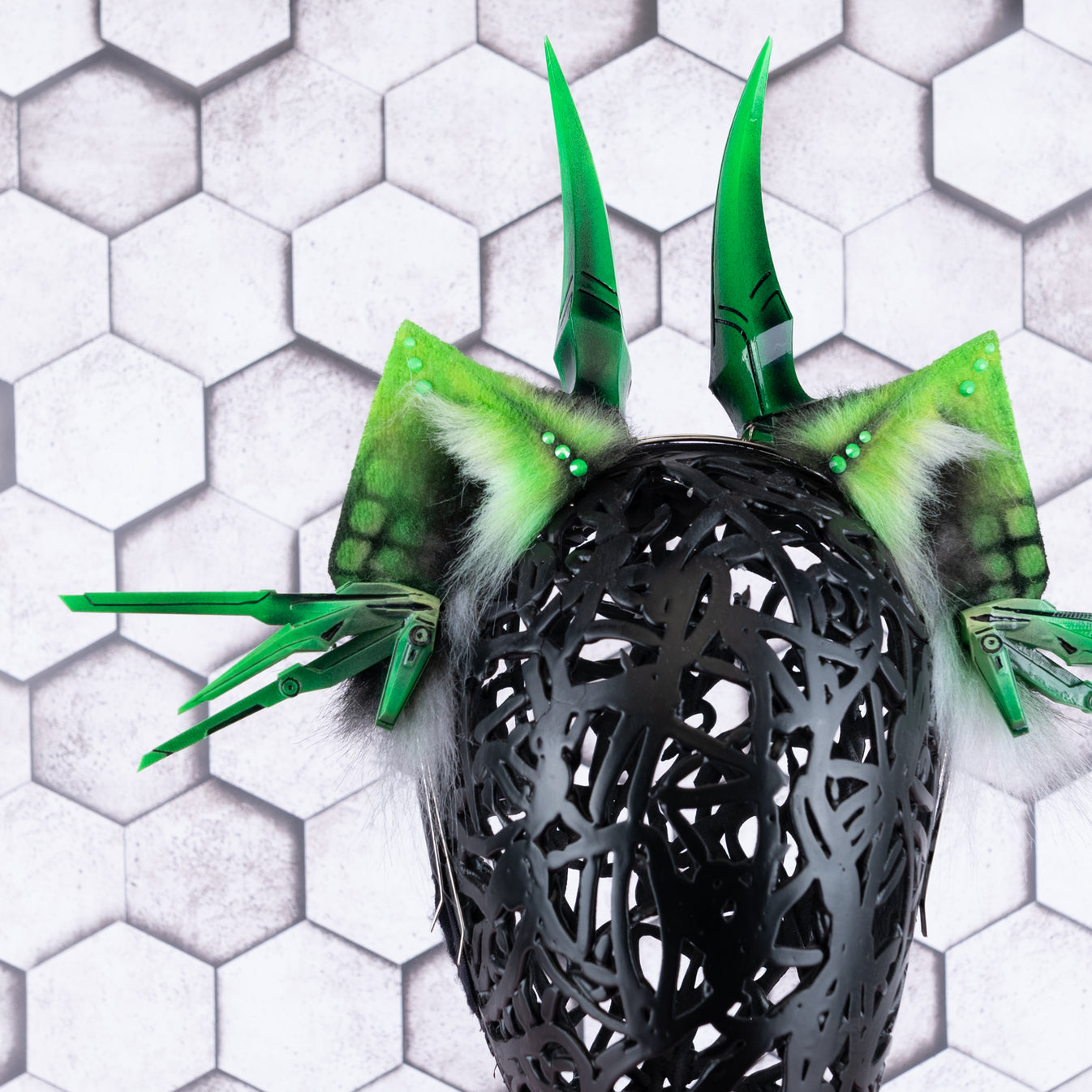 Green Cyber Kitty with Horns – neko.to.mori