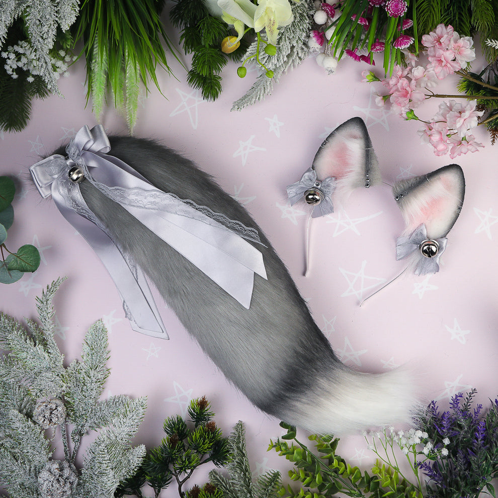 Grey Fox Ears and Tail Set – neko.to.mori